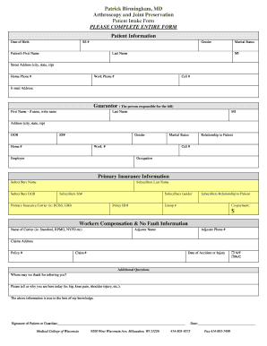 Fillable Online Patient Intake Form - Final Fax Email Print - pdfFiller