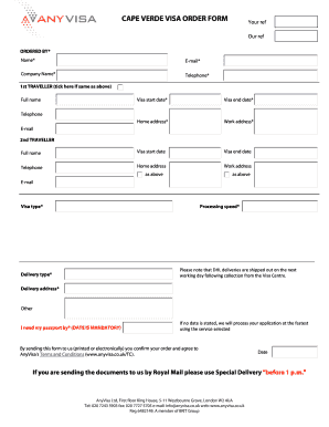 Fillable Online CAPE VERDE VISA ORDER FORM Fax Email Print - pdfFiller