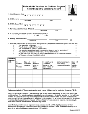 Fillable Online kids phila Vaccines for Children (VFC) - Philadelphia ...