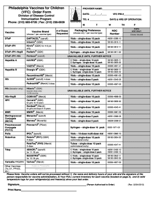 Fillable Online kids phila VFC ORDER FORM - kidsphilagov - kids phila ...