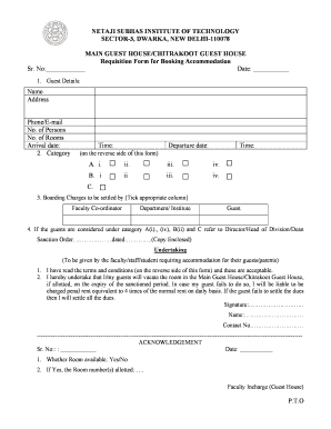 Fillable Online Guest House Reservation Form new Fax Email Print ...