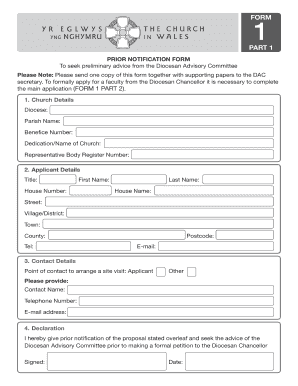 Fillable Online FORM 1 PART 1 PRIOR NOTIFICATION FORM To seek ...