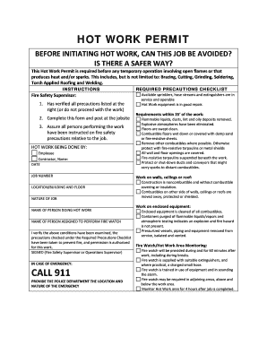 Fillable Online HOT WORK PERMIT - Virginia Tech Fax Email Print - pdfFiller
