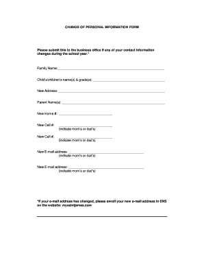 Fillable Online CHANGE OF PERSONAL INFORMATION FORM Please submit this ...
