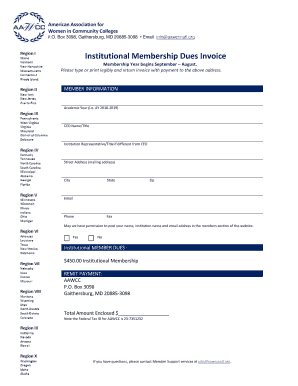 Fillable Online aawccnatl Institutional Membership Dues Invoice ...