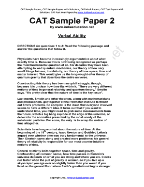 Fillable Online CAT Sample Papers with Solutions 2 - IndiaEducationnet ...