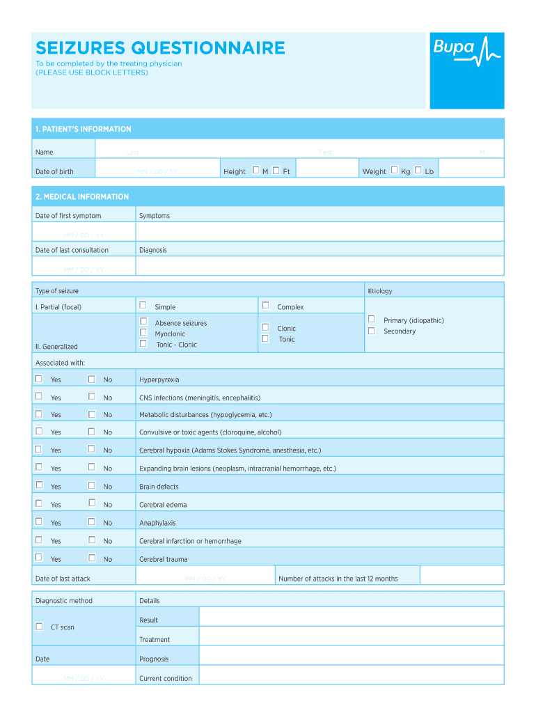 Fillable Online SEIZURES QUESTIONNAIRE - bbupalatinamericabbcomb Fax ...