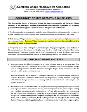 Fillable Online comptonvillage Community Center Operating Guidelines ...