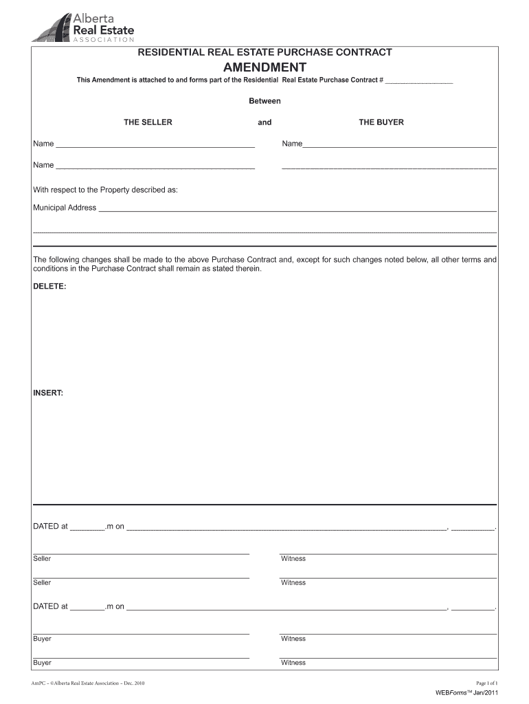 Fillable Online Purchase Contract Amendment Dec2010pdf Fax Email Print ...