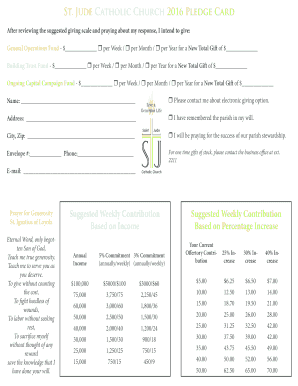 Fillable Online Annual Pledge Card - St. Jude Catholic Church Fax Email ...