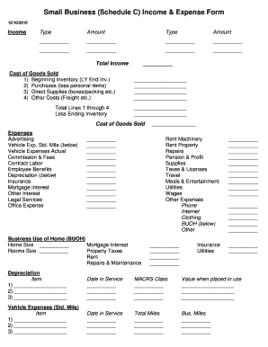 Fillable Online Small Business Schedule C Income Expense Form Fax Email ...