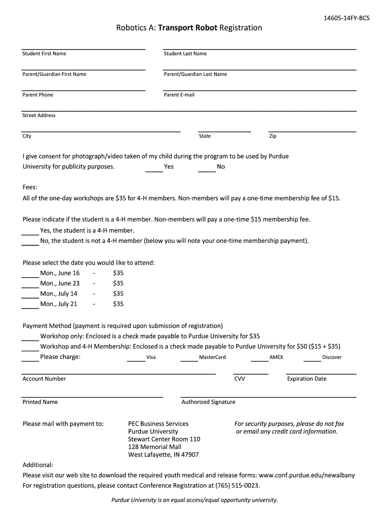 Fillable Online spa2010 itap purdue 14605-14FY-BCS Robotics A Transport ...