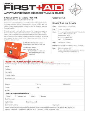 Fillable Online First Aid Level 2 Apply First Aid Fax Email Print ...