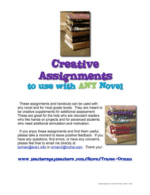 Fillable Online CreativeActivities Creative Assignments and Activities ...