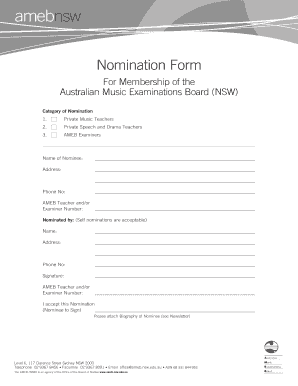 Fillable Online AMEB Nomination form Fax Email Print - pdfFiller