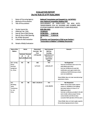 Fillable Online EVALUATION REPORT As Per Rule 35 of PP Rules2004 Fax ...