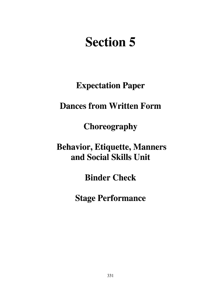 Fillable Online kapoleims k12 hi Section 5 Expectation Paper Dances ...
