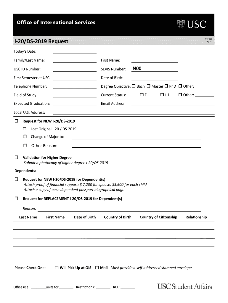 Fillable Online I-20/DS-2019 Request Form Fax Email Print - pdfFiller