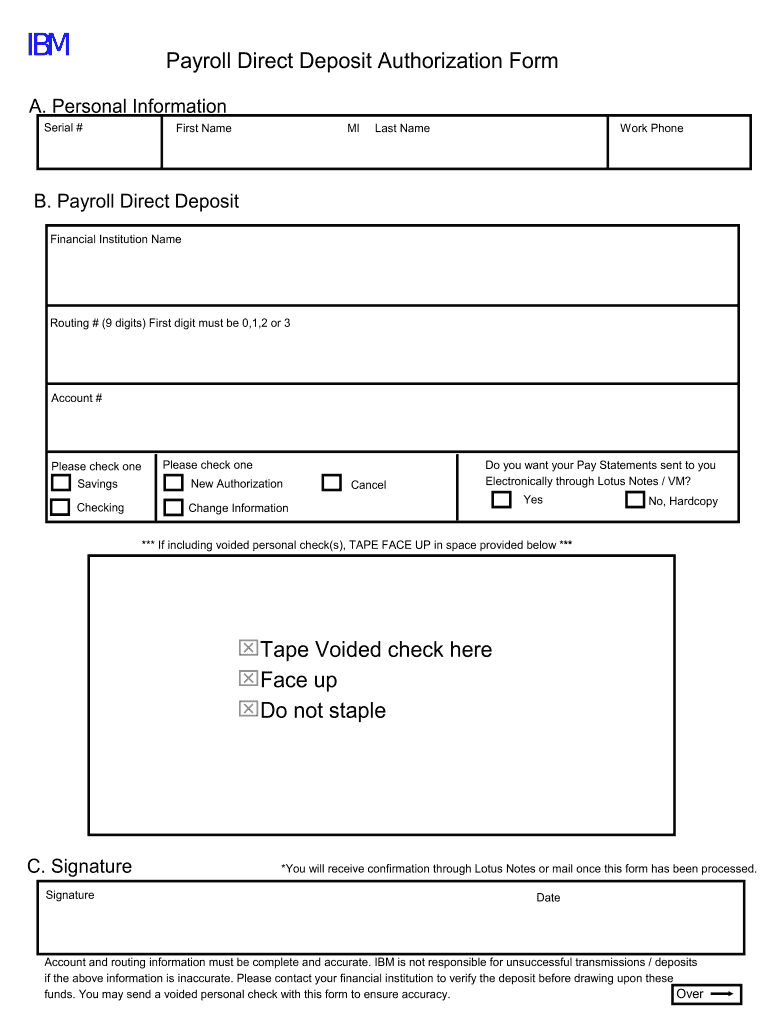 Direct Deposit Authorization Form Fill Online Printable Fillable 