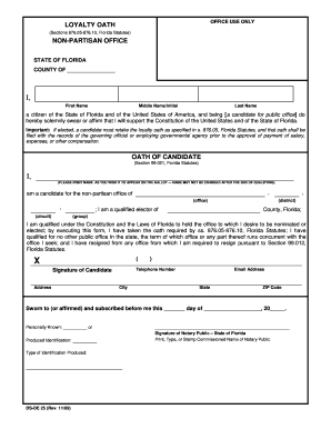 Fillable Online LOYALTY OATH NON-PARTISAN OFFICE Fax Email Print ...