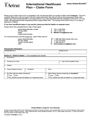 Fillable Online International Healthcare Plan Claim Form Fax Email ...