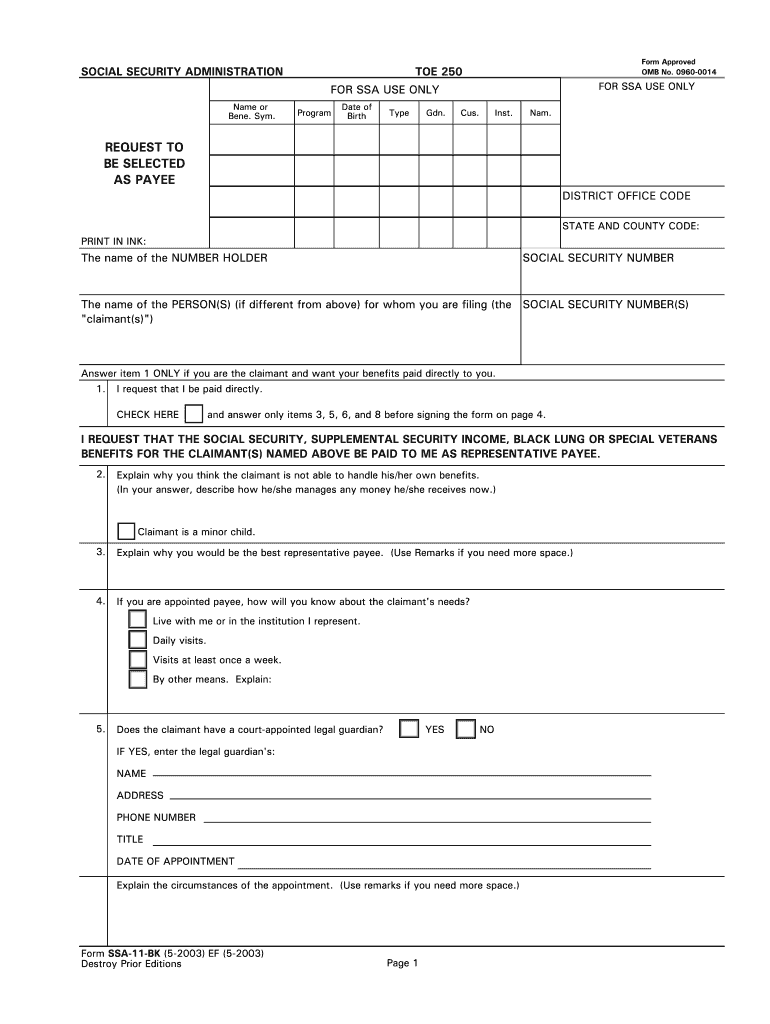 Ssa 11 Bk 2020 Form Fill Online Printable Fillable Blank PdfFiller
