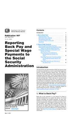 Fillable Online Publication 957 (Rev. May 2010). Reporting Back Pay and ...