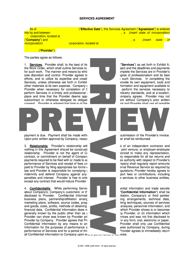 Fillable Online Services Agreement Fax Email Print - pdfFiller