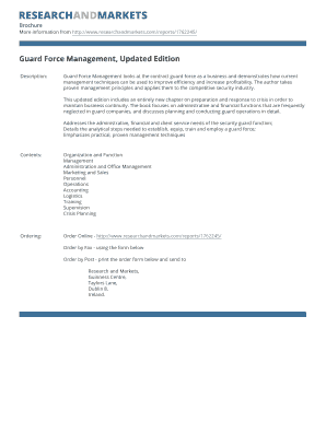 Fillable Online Guard Force Management, Updated Edition - Research and ...