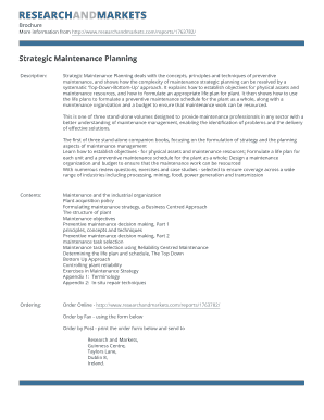 Fillable Online Strategic Maintenance Planning - Research and Markets ...