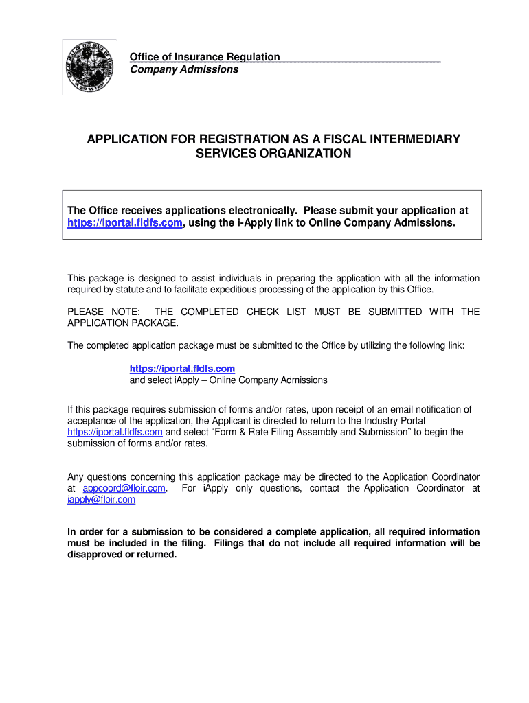 Fillable Online Application for Registration as a Fiscal Intermediary Services Organization Fax ...