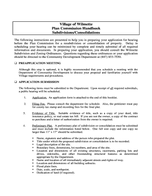 Fillable Online Plan Commission application handbook - Wilmette Fax ...