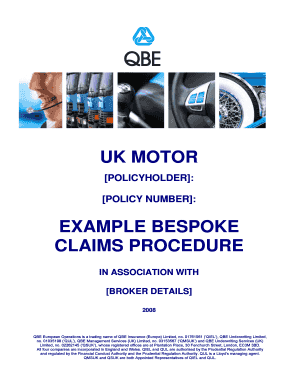 Fillable Online Example Bespoke Claims Procedure - QBE European ...