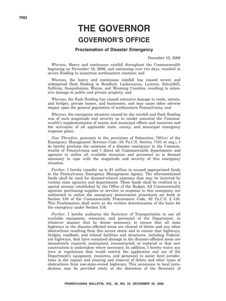 Fillable Online 7952 THE GOVERNOR GOVERNOR Fax Email Print - pdfFiller