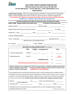 Fillable Online Family Group Reservation Form Fax Email Print - pdfFiller