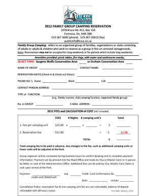 Fillable Online Group Campground Reservation Form Fax Email Print ...