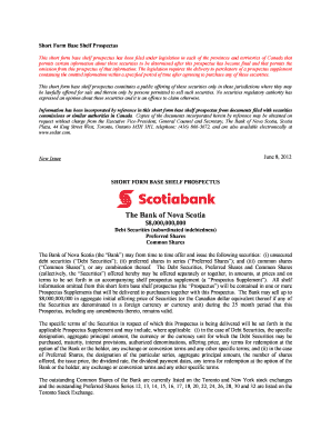Fillable Online Short Form Base Shelf Prospectus - Scotiabank Fax Email ...