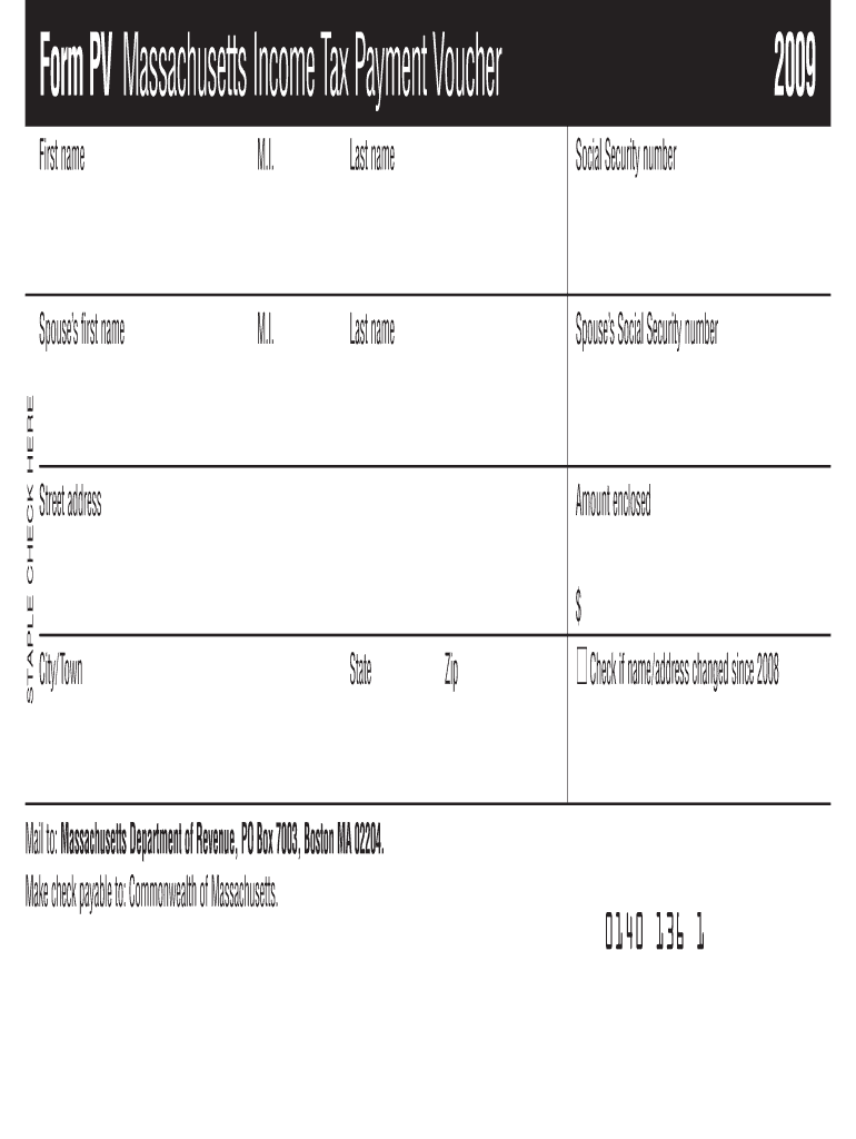 Fillable Online Form PV Massachusetts Income Tax Payment Voucher Fax ...