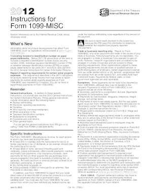 Fillable Online 2012 Instruction 1099-MISC. Instructions for Form 1099 ...