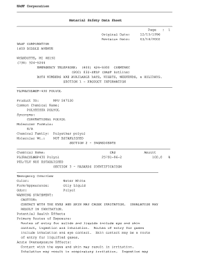 Fillable Online Material Safety Data Sheet - BASF Global - BASF - The ...