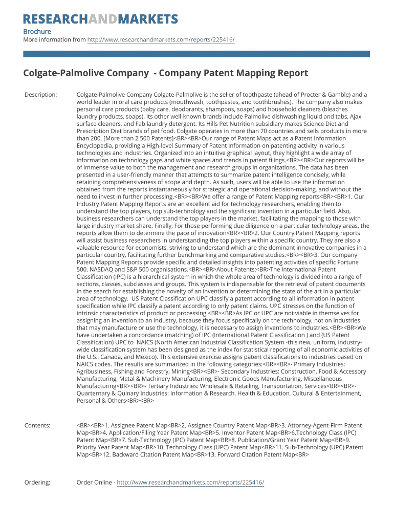 Fillable Online Colgate-Palmolive Company - Company Patent Mapping ...