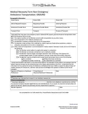Fillable Online tufts health plan nng criteria for ambulance form Fax ...