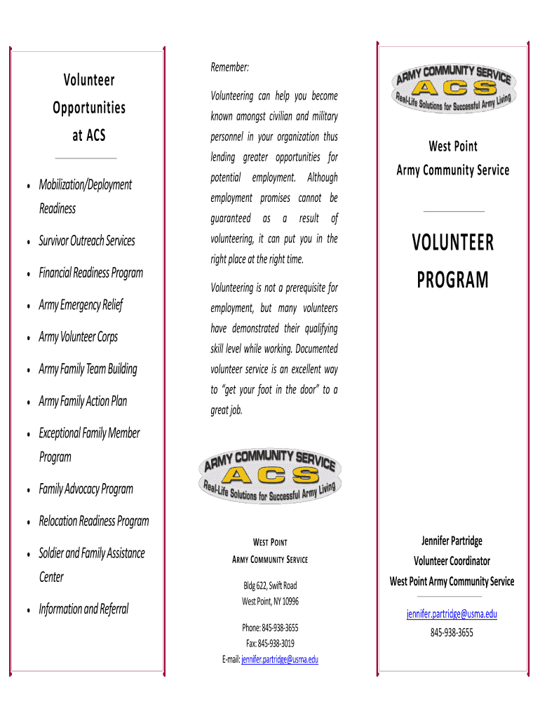 Fillable Online Volunteer Program Information Fax Email Print - pdfFiller