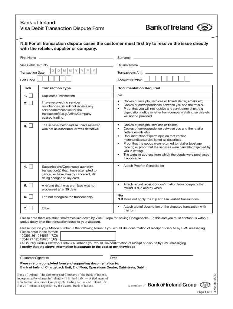 Charge Dispute Form Fill Out Sign Online DocHub
