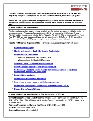 Fillable Online Hospital IQR Program Requirements/Checklist Fax Email ...