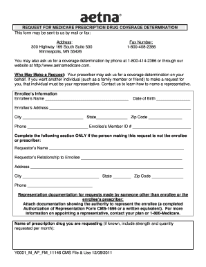 Fillable Online PA Form - Aetna Medicare Fax Email Print - pdfFiller