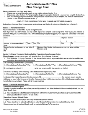 Fillable Online Aetna Medicare Rx Plan Change Form Fax Email Print ...