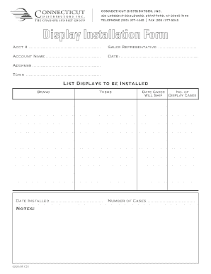 Fillable Online Display Install Form.indd - Charmer-Sunbelt Group Fax ...
