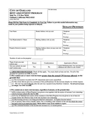 Fillable Online Tenant petition - City of Oakland Fax Email Print ...