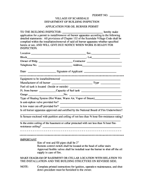 Fillable Online Application for Oil Burner Permit - Village of ...